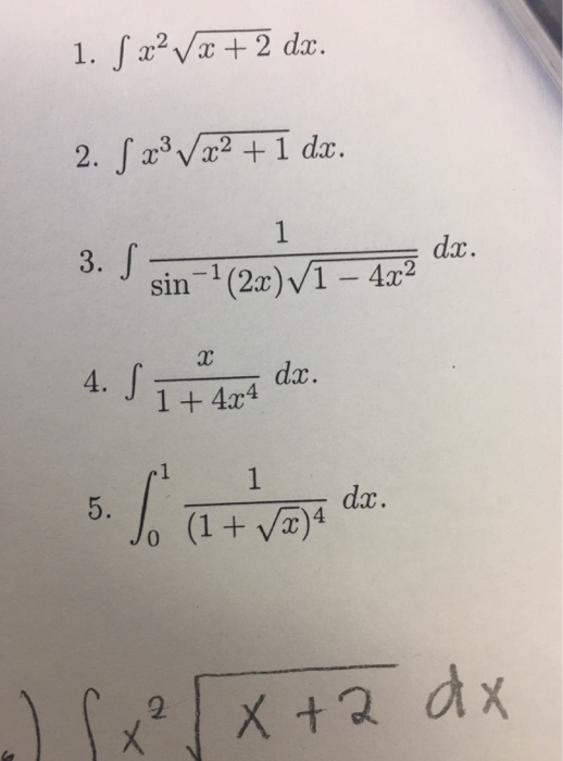Solved Integral x^2 squareroot x + 2 dx. Integral x^3 | Chegg.com