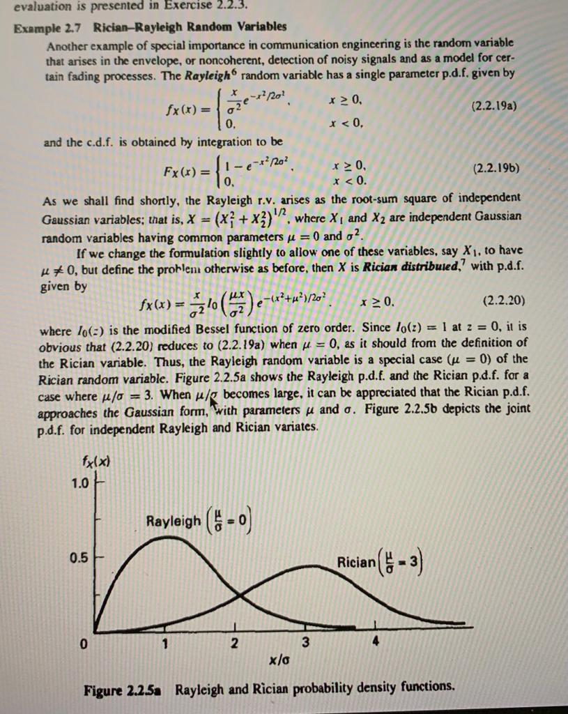 Solved Example 2.7 Rician-Rayleigh Random Variables Another | Chegg.com