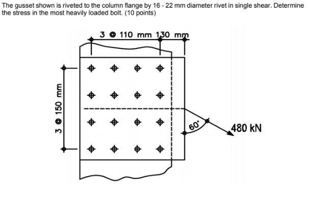 Solved The gusset shown is riveted to the column flange by | Chegg.com