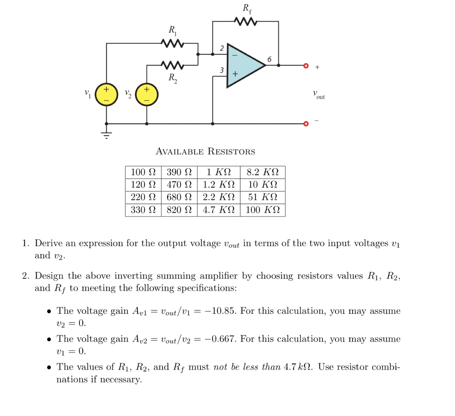 Solved amplifier as shown below. This amplifier produces a | Chegg.com