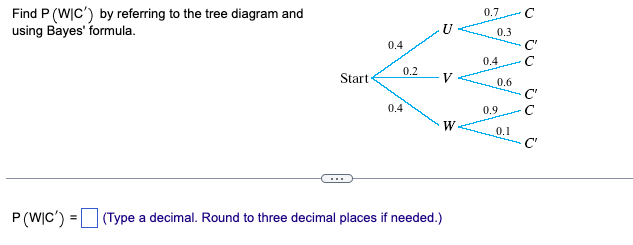 Solved Find P(W∣C′) by referring to the tree diagram and | Chegg.com