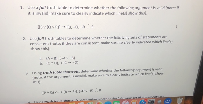 Solved Use a full truth table to determine whether the | Chegg.com