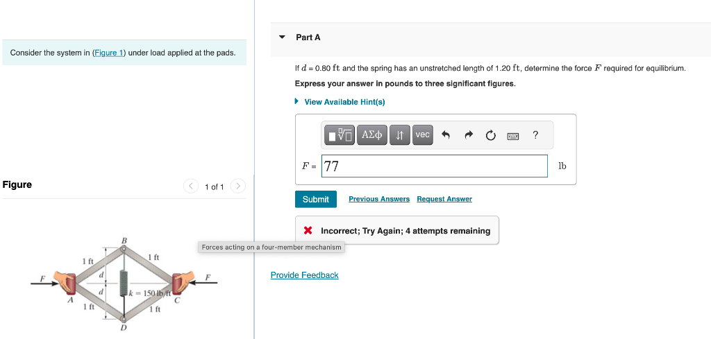 Solved Consider the system in under load applied at the | Chegg.com