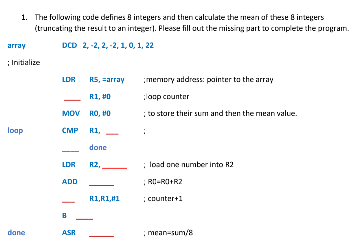 Solved 1. The following code defines 8 integers and then | Chegg.com