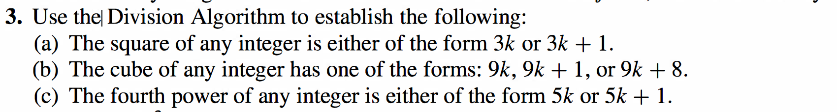Solved 3. Use thel Division Algorithm to establish the | Chegg.com