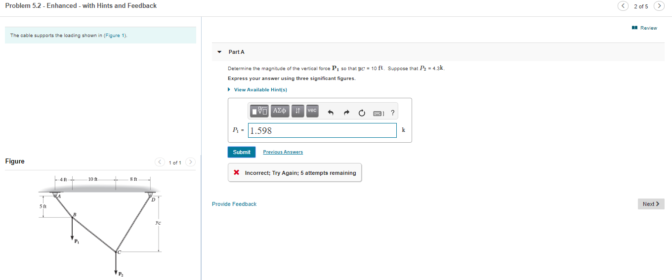 Solved Problem 5.2 - Enhanced - with Hints and Feedback 2015 | Chegg.com