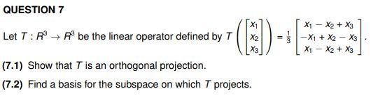 Solved Let \\( T: R^{3} \\rightarrow R^{3} \\) be the linear | Chegg.com