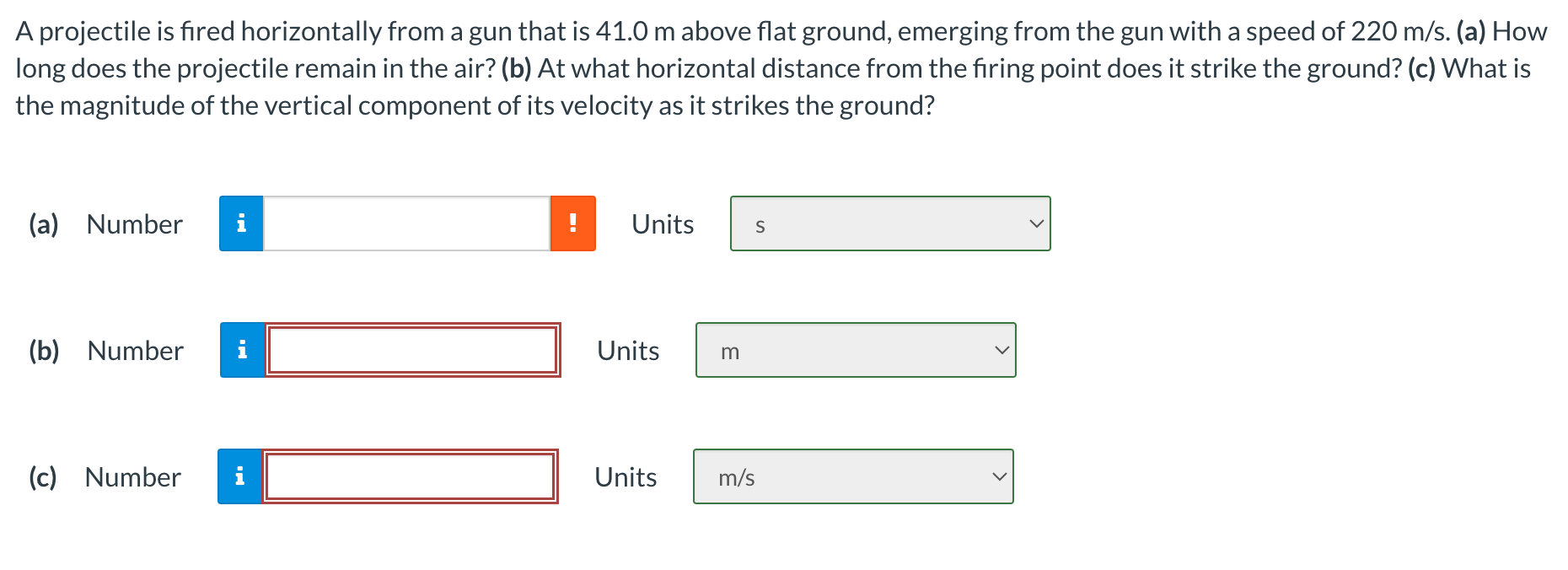 Solved A projectile is fired horizontally from a gun that is | Chegg.com