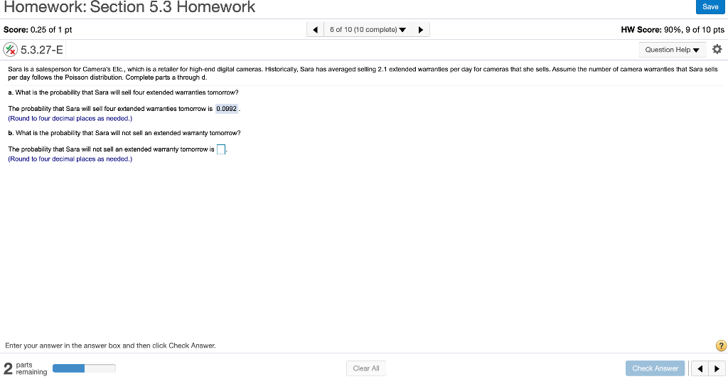 Solved Homework Section 5 3 Homework Save Score 0 25 Of 1