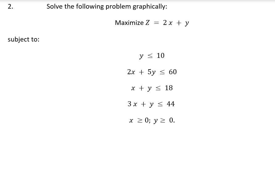 Solved 2. Solve the following problem graphically: Maximize | Chegg.com
