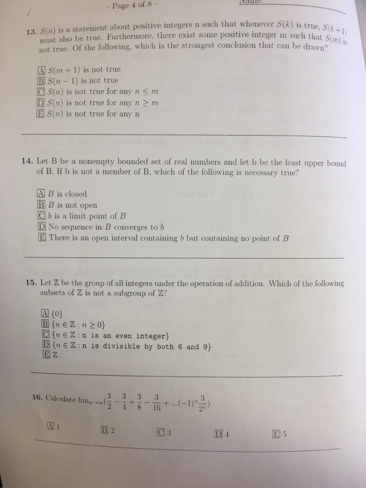 Solved S(n) is a statement about positive integers n such | Chegg.com