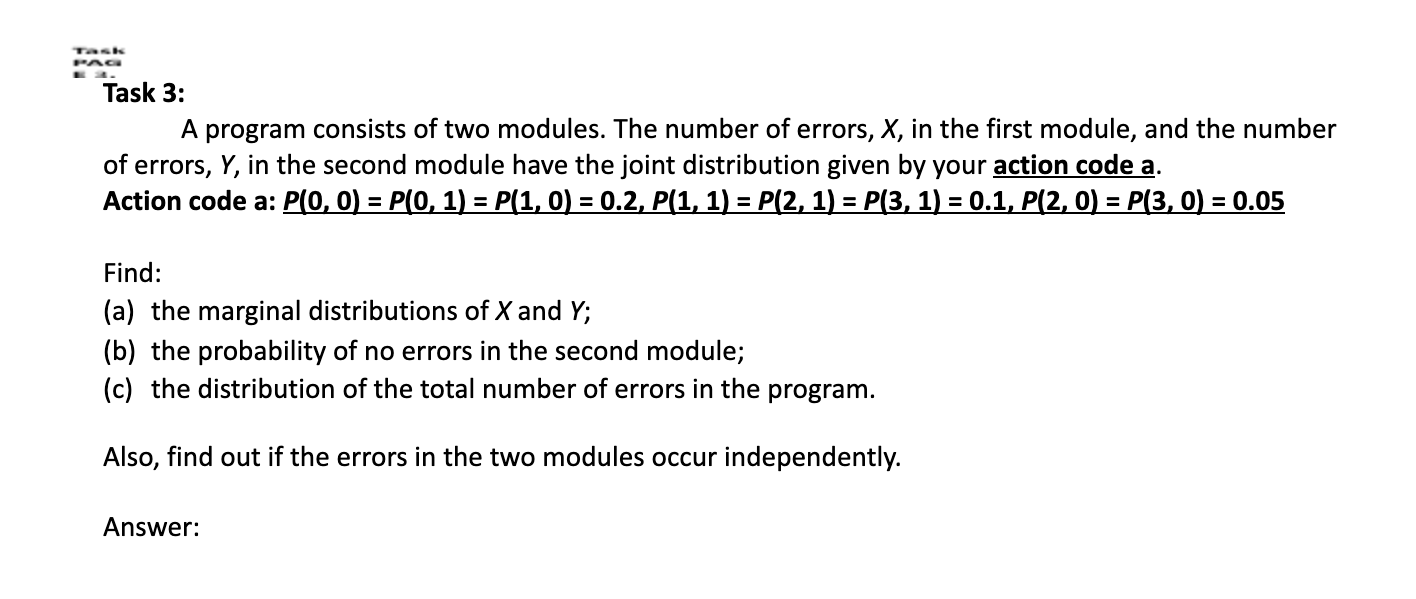 Solved Tek FAG Task 3: A program consists of two modules. | Chegg.com