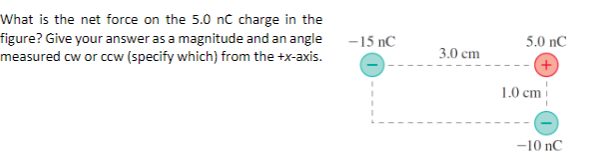 Solved What is the net force on the 5.0nC ﻿charge in | Chegg.com