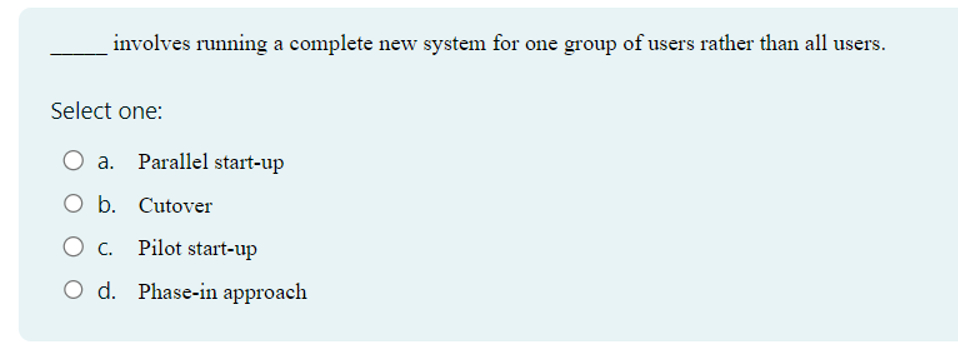 Solved involves running a complete new system for one group | Chegg.com