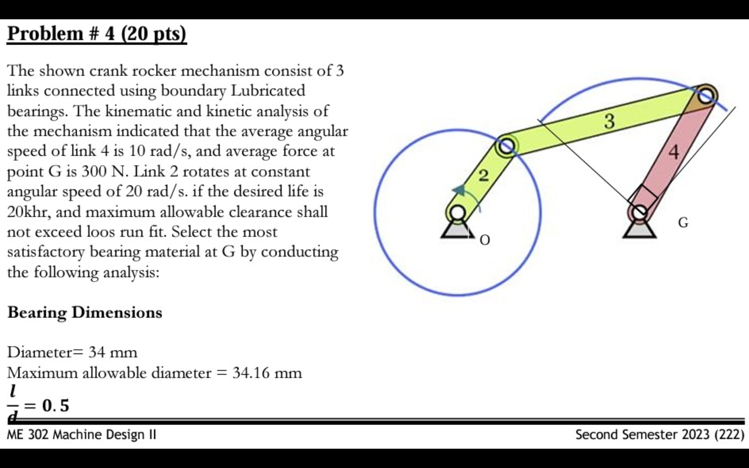 Solved The shown crank rocker mechanism consist of 3 links | Chegg.com