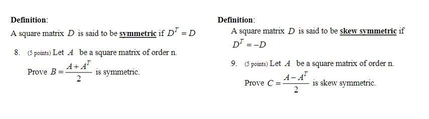 Solved 10 1 Point Let A Be An Arbitrary Square Matrix Of