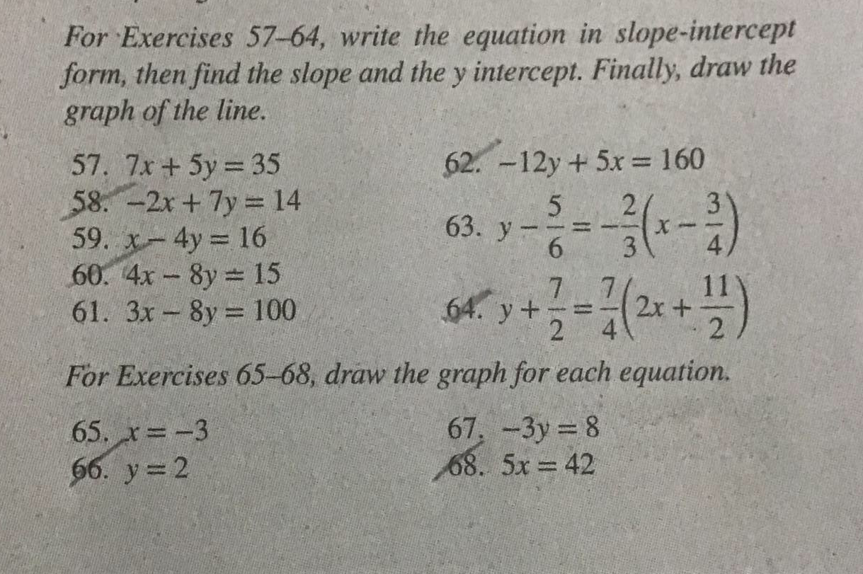 Solved 63. y For Exercises 57–64, write the equation in | Chegg.com