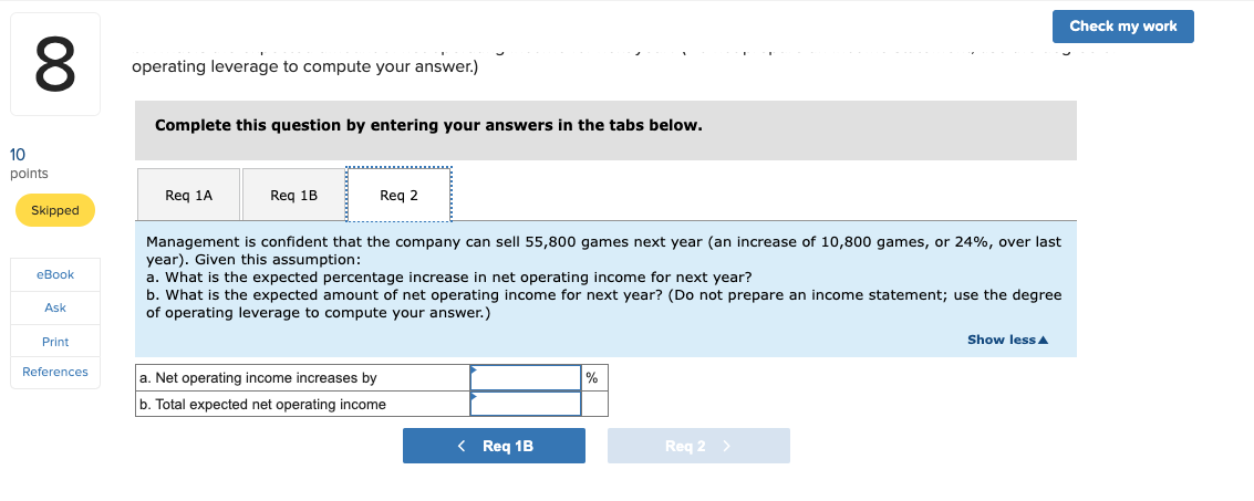 Solved b. What is the expected amount of net operating | Chegg.com