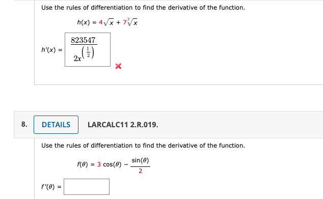 Solved A. Use the rules of differentiation to find the | Chegg.com