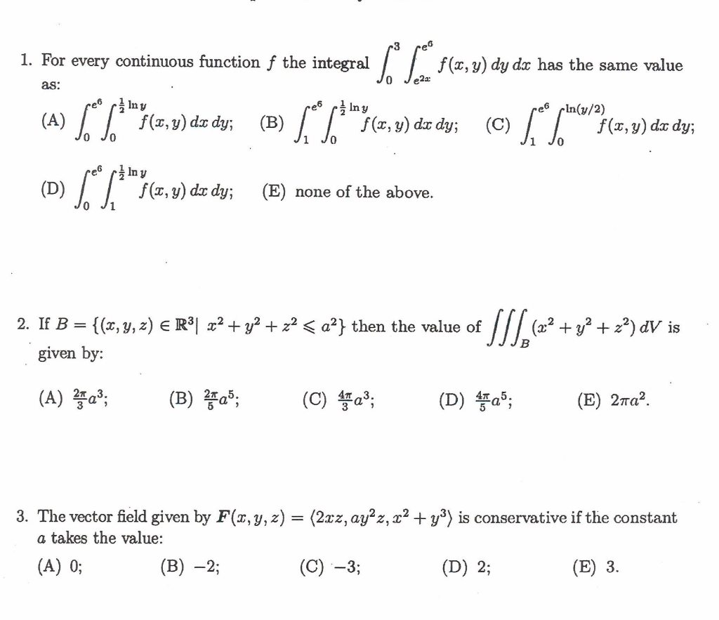 Solved 3 res 1. For every continuous function f the integral | Chegg.com