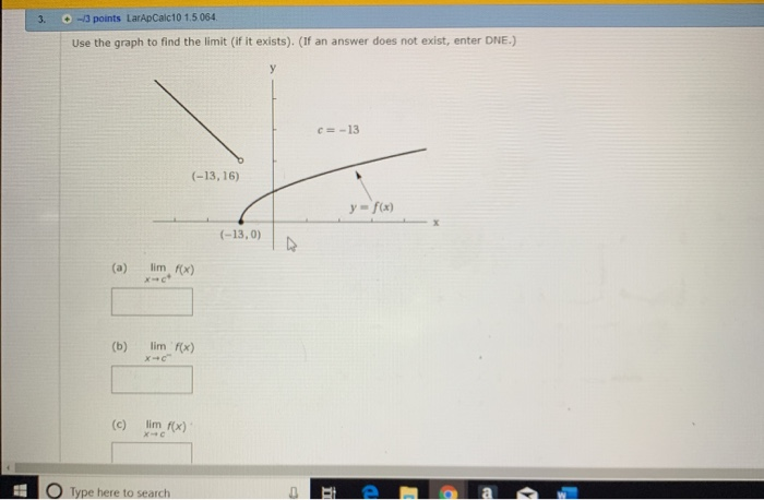 Solved 3. 3 points LarApCalc10 1.5 064 Use the graph to find | Chegg.com