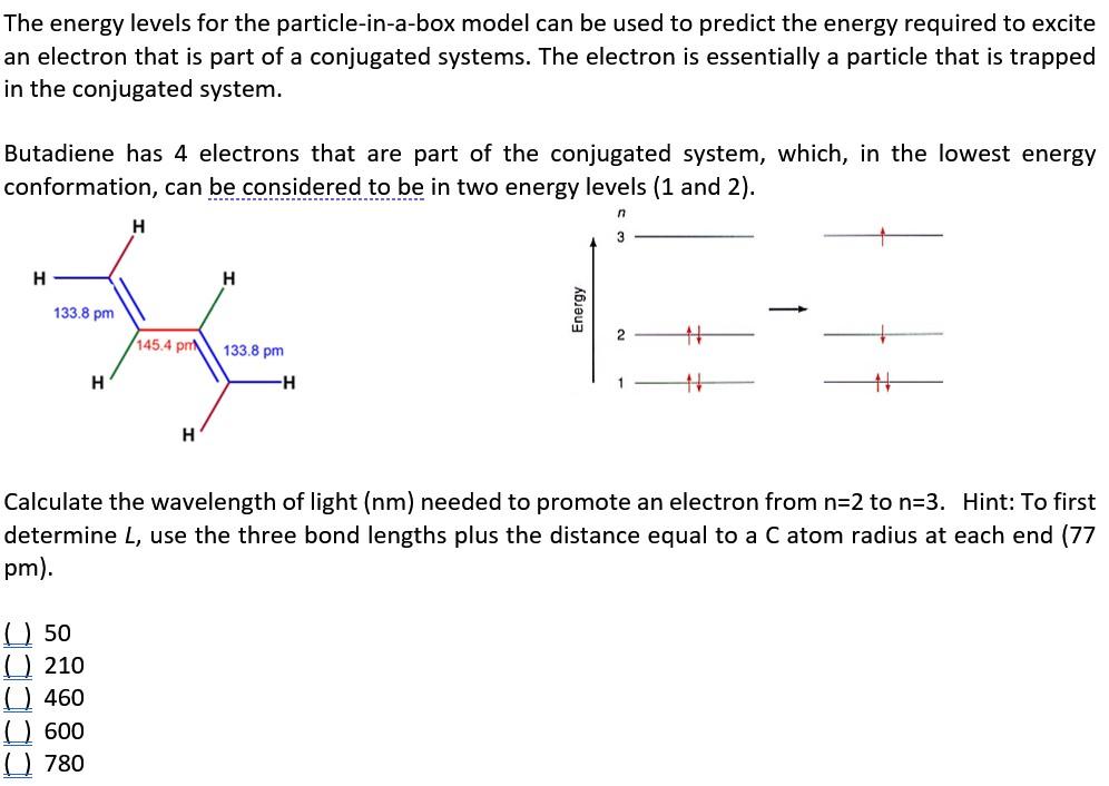 Solved The energy levels for the particle-in-a-box model can | Chegg.com