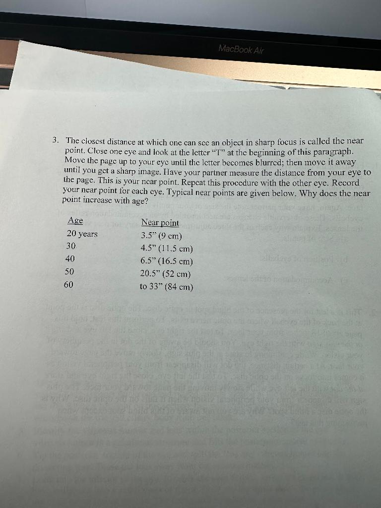 Solved 3. The closest distance at which one can see an | Chegg.com