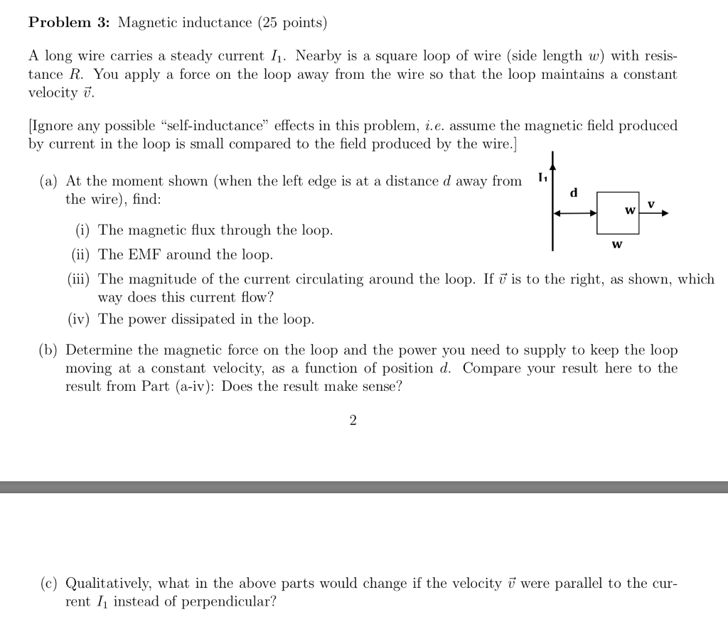 Solved Problem 3: Magnetic inductance (25 points) A long | Chegg.com