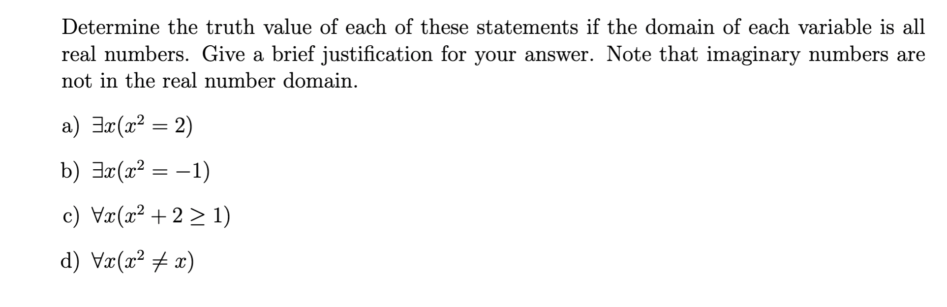 Solved Determine the truth value of each of these statements | Chegg.com