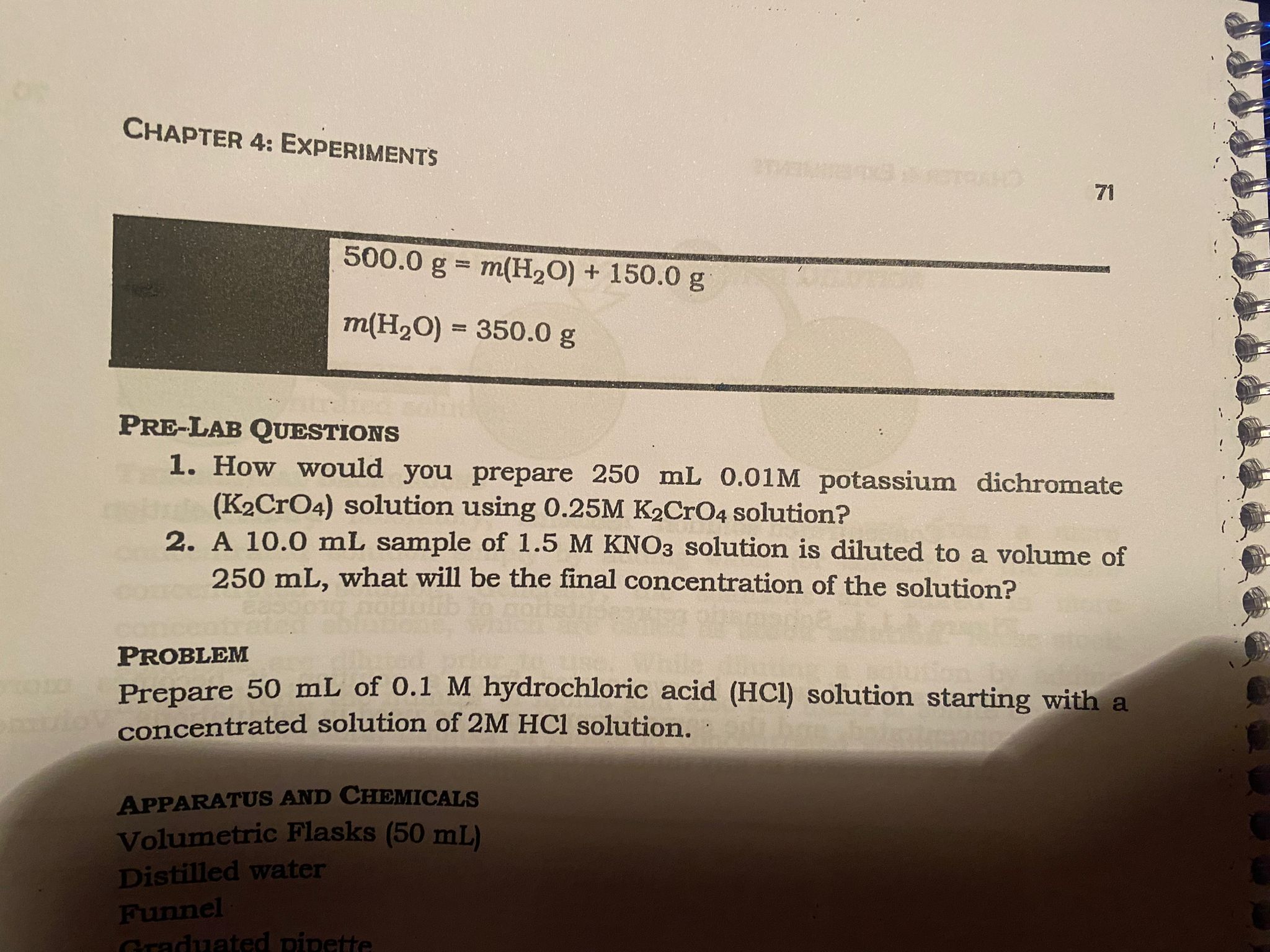 Solved A 10.0mL ﻿sample of 1.5MKNO3 ﻿solution is diluted to | Chegg.com