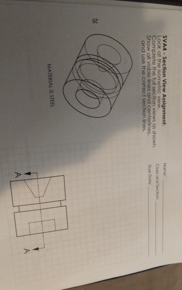 Solved SVA4 - Section View Assignment: Look at the isometric | Chegg.com
