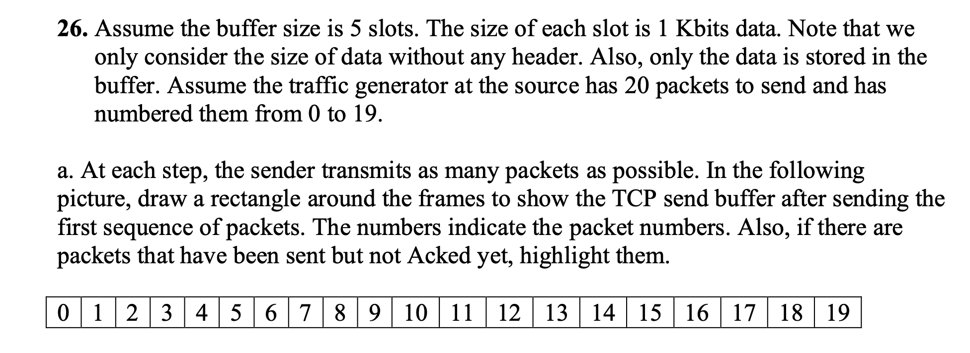 Solved 26. Assume the buffer size is 5 slots. The size of | Chegg.com