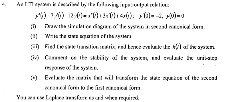 Solved An LTI system is described by the following | Chegg.com