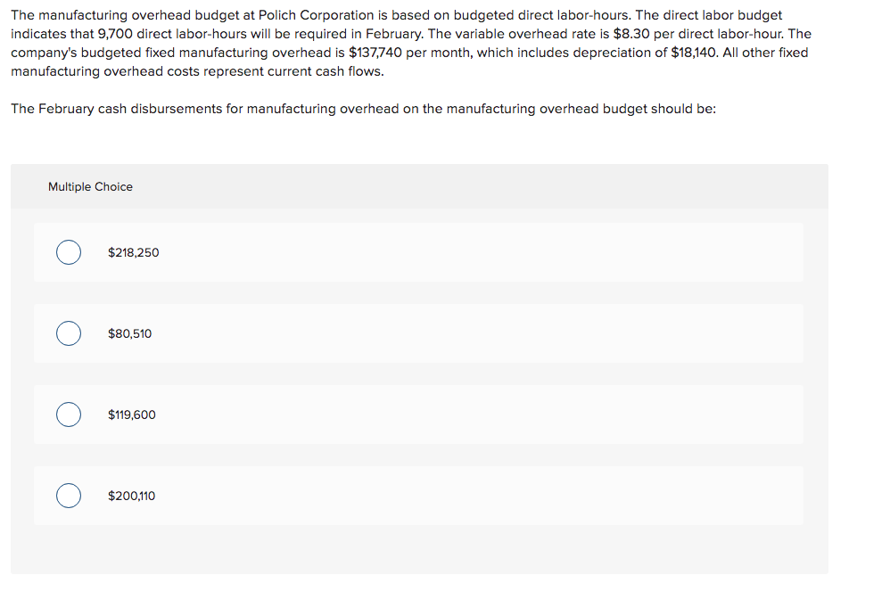 solved-the-manufacturing-overhead-budget-at-polich-chegg
