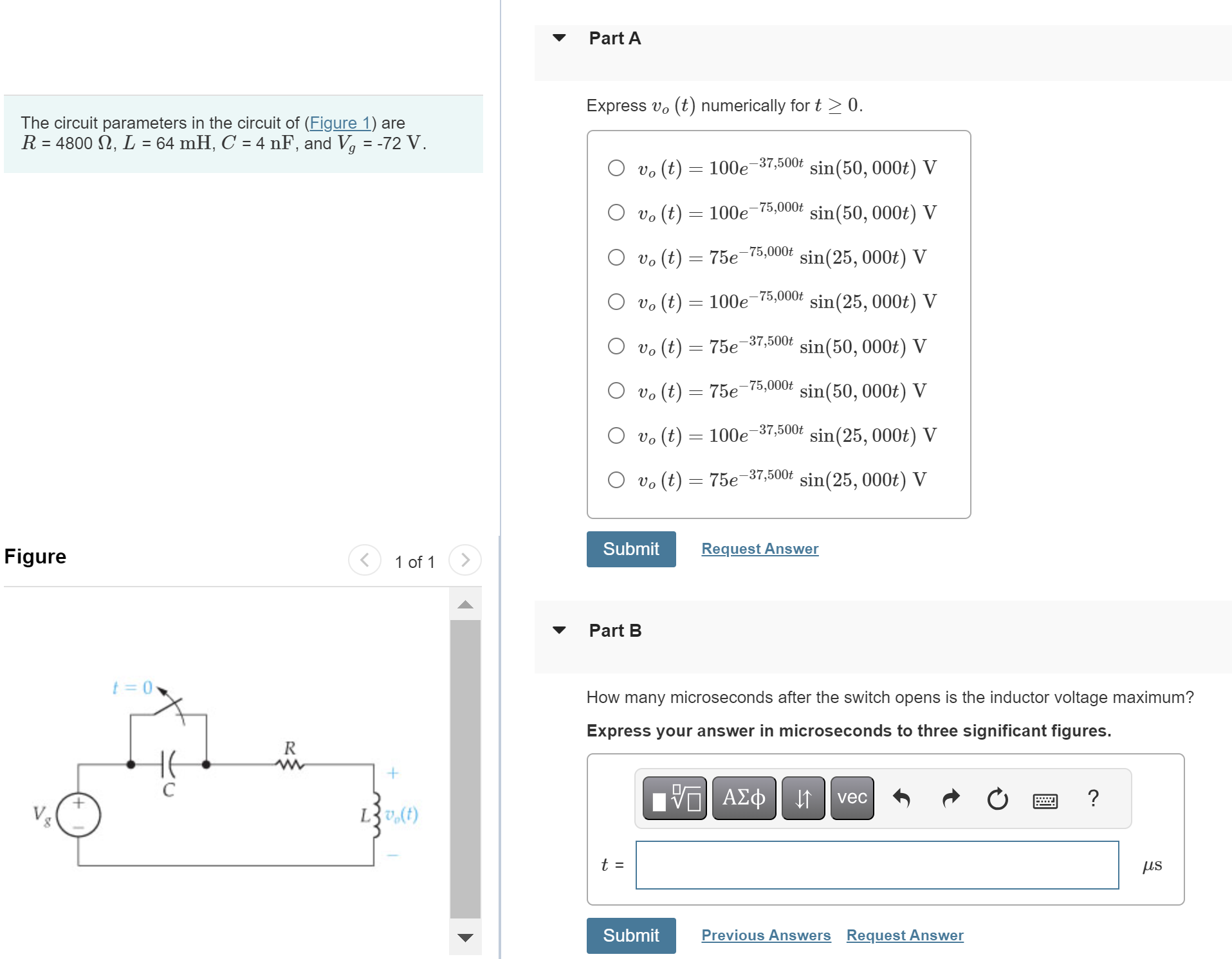 Solved The circuit parameters in the circuit of (Figure 1) | Chegg.com