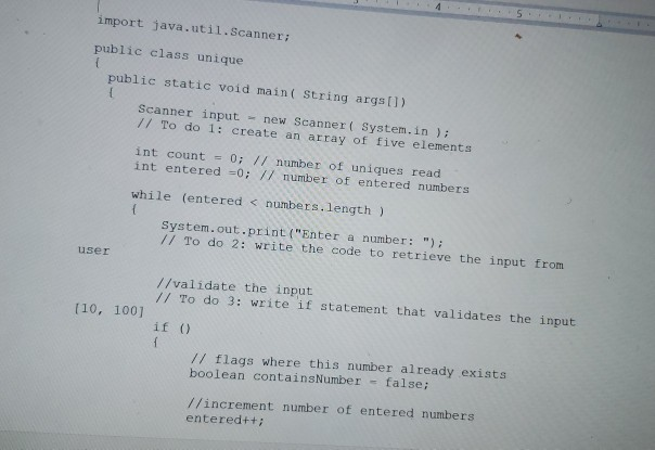 Solved import java.util.Scanner; public class unique public | Chegg.com