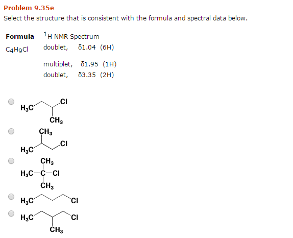 Solved Problem 9.35e Select the structure that is consistent | Chegg.com