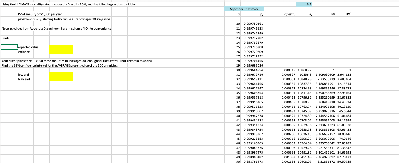 Using the ULTIMATE mortality rates in Appendix Dandi | Chegg.com