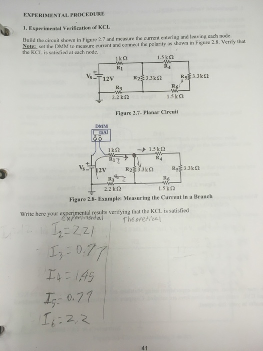 Solved EXPERIMENTAL PROCEDURE 1. Experimental Verification | Chegg.com