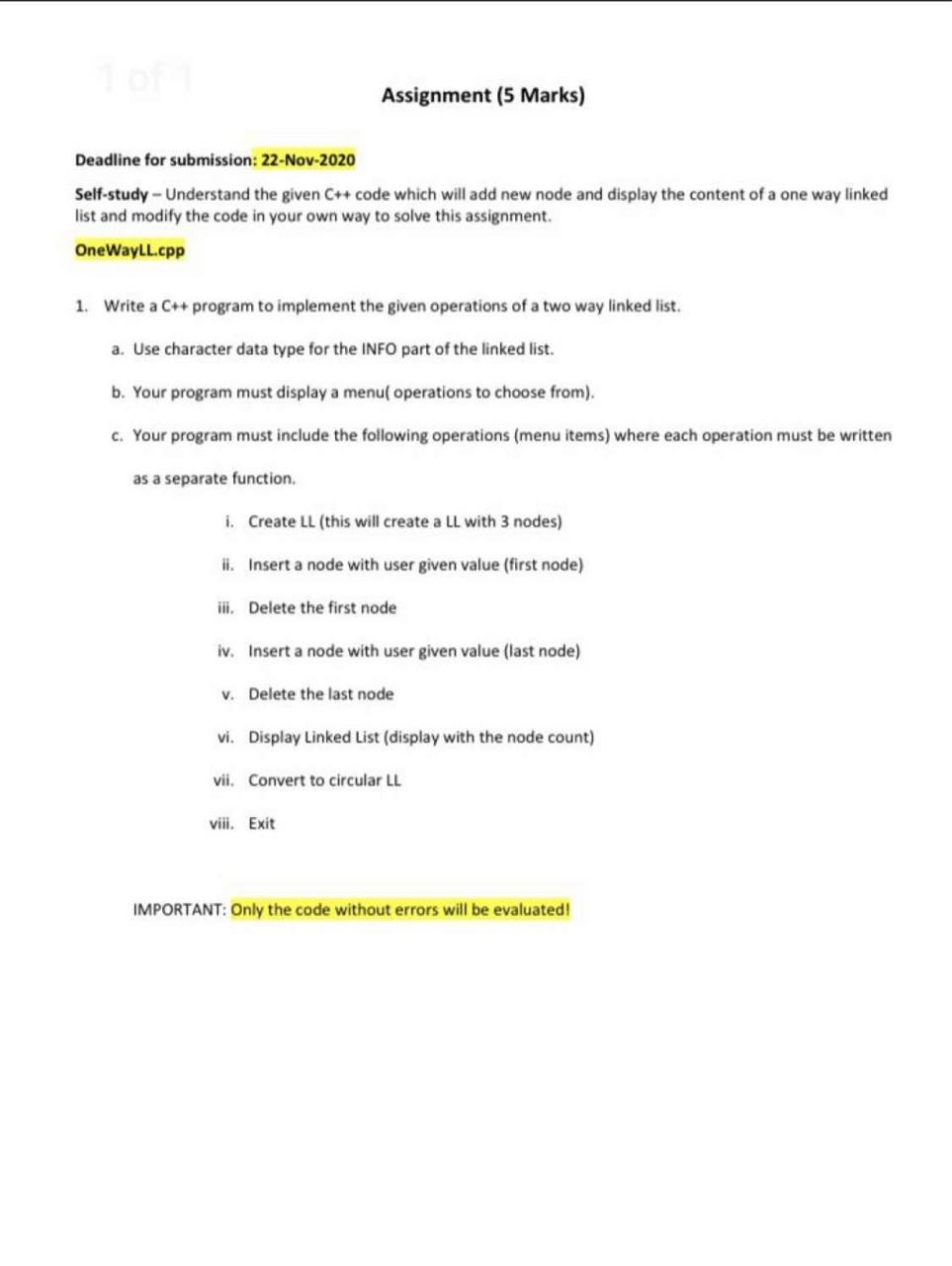 Solved Assignment (5 Marks) Deadline for submission: | Chegg.com