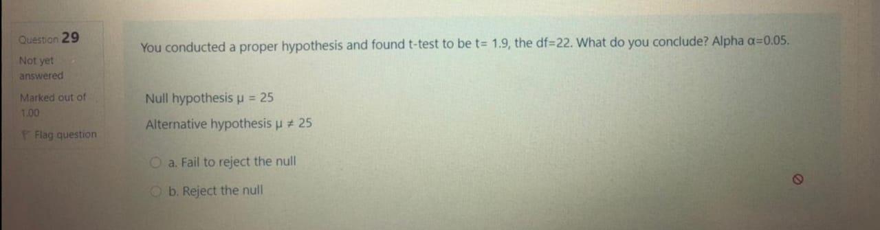 Solved Question 29 You conducted a proper hypothesis and | Chegg.com