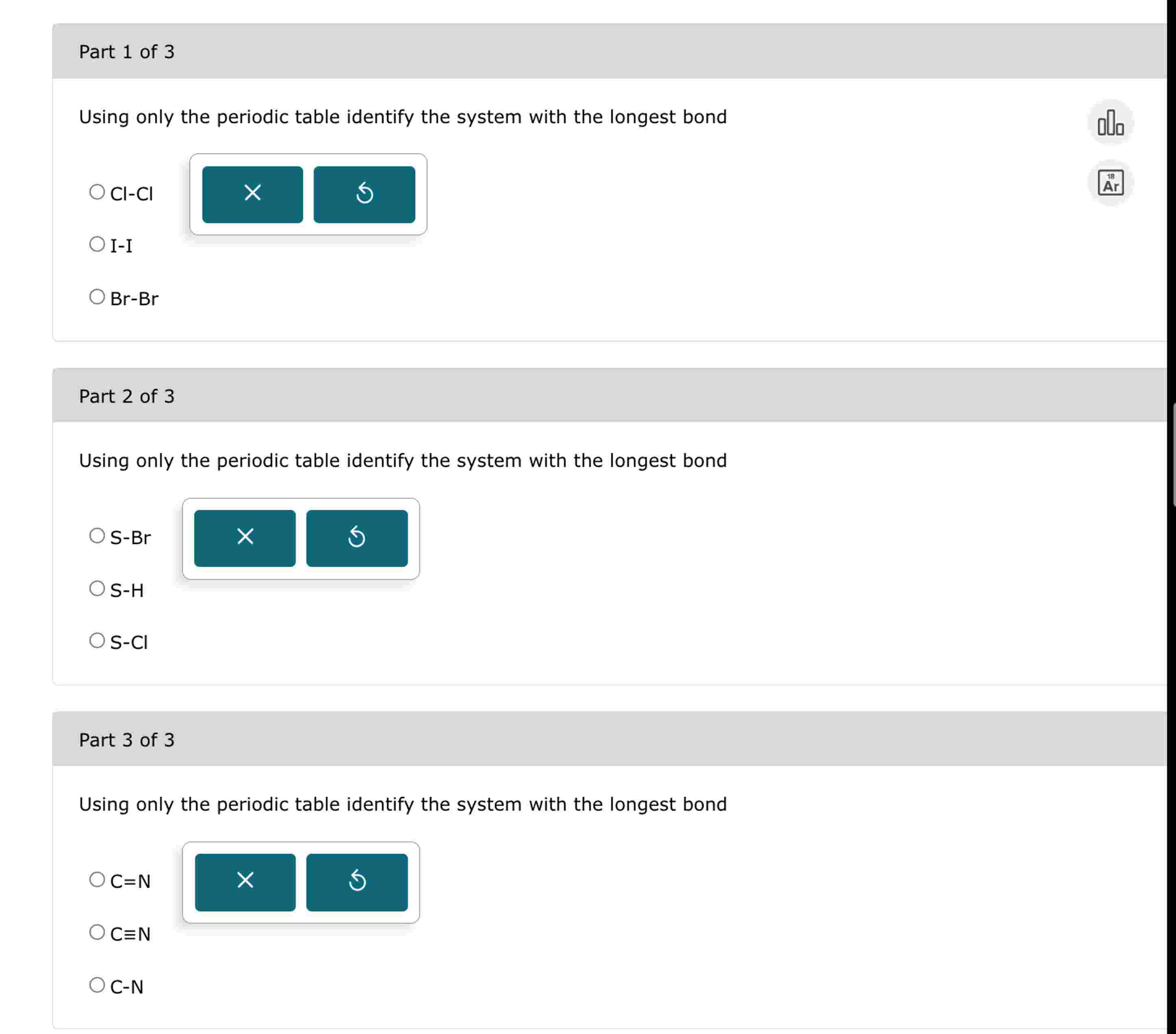 Solved Part 1 ﻿of 3Using only the periodic table identify | Chegg.com