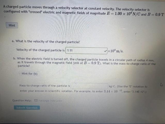 Solved A charged particle moves through a velocity selector | Chegg.com