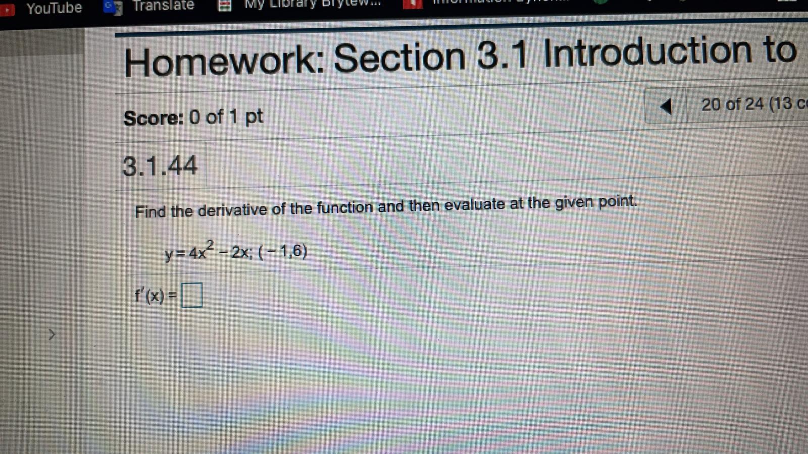 Solved Homework: Section 3.1 Introduct Score: 0 of 1 pt | Chegg.com