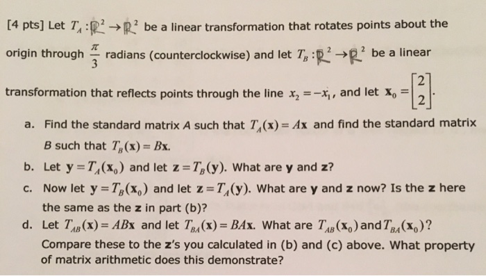 Solved Let T_A: R^2 rightarrow R^2 be a linear | Chegg.com