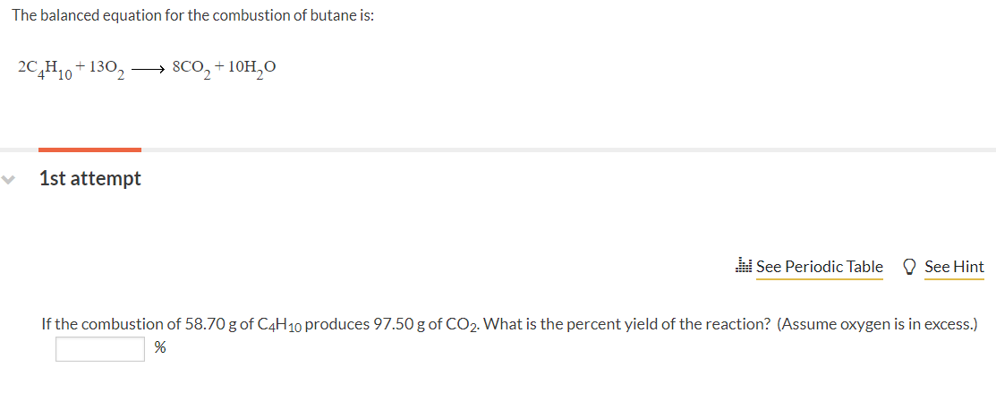 Solved The balanced equation for the combustion of butane | Chegg.com