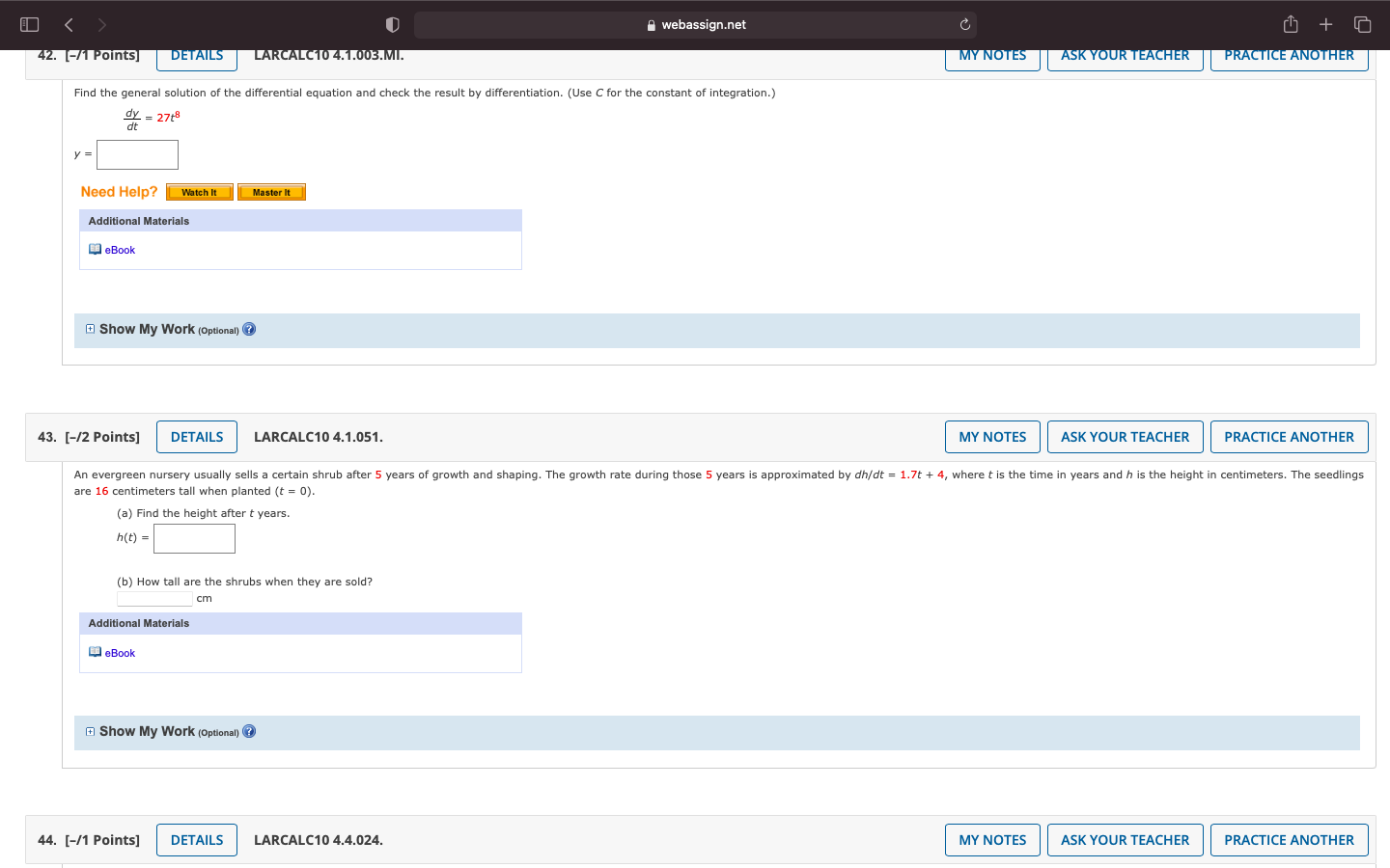 Solved webassign.net + 42. -71 Points) DETAILS | Chegg.com