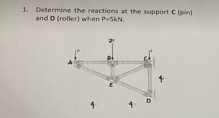 Solved 1. Determine the reactions at the support C (pin) and | Chegg.com
