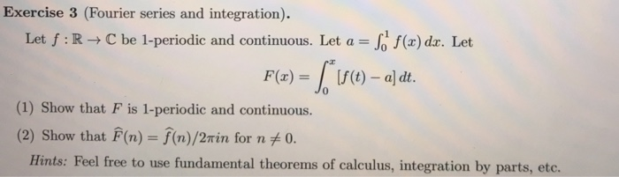 Solved Exercise 4 (Computation of Fourier series and | Chegg.com