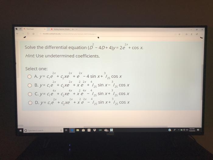 Solved Solve the differential equation (D -4D+ 4)y 2e | Chegg.com